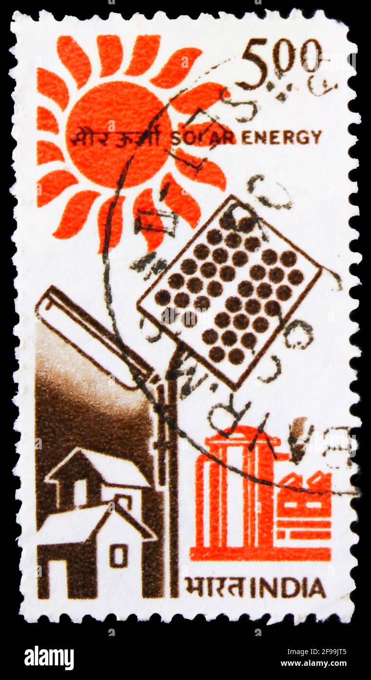 MOSCOW, RUSSIA - NOVEMBER 4, 2019: Postage stamp printed in India shows ...