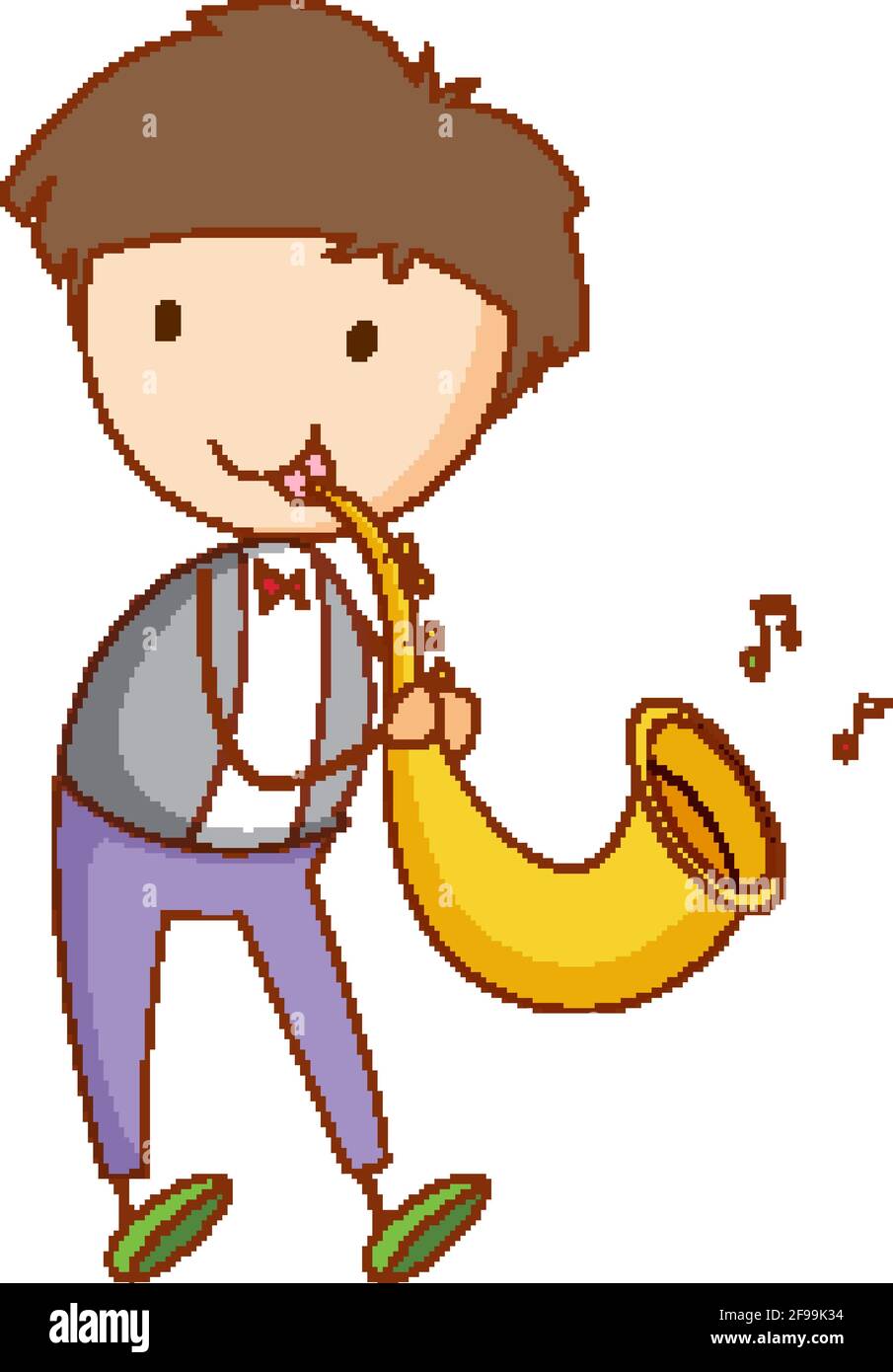 A musician cartoon character in hand drawn doodle style isolated ...