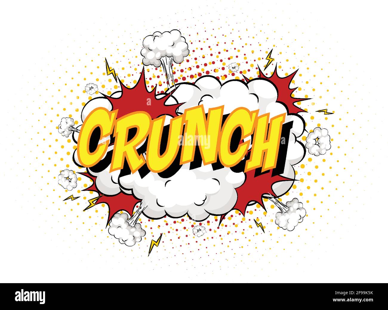 Word Crunch on comic cloud explosion background illustration Stock ...
