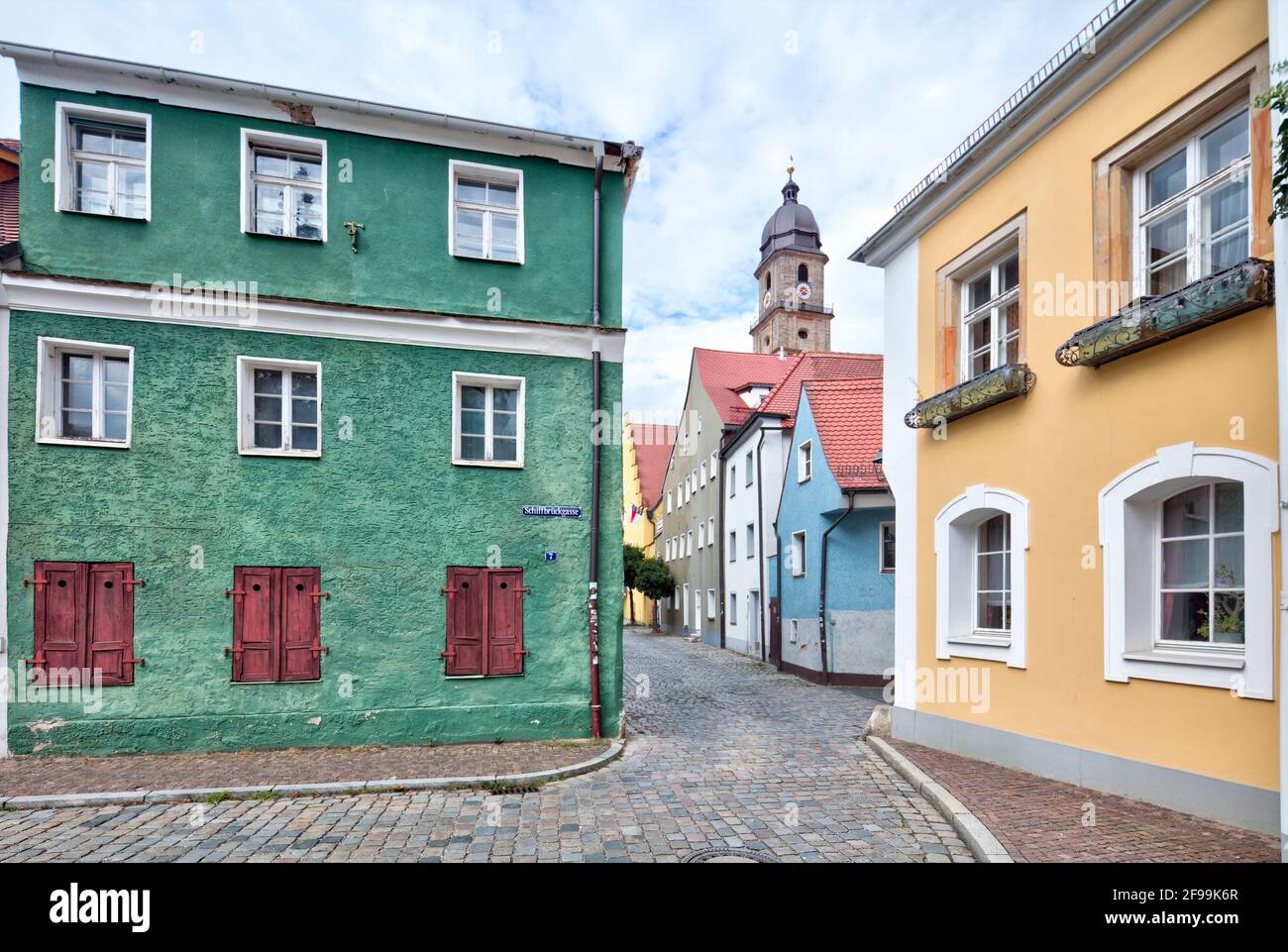 House facade, door, window, entrance, Amberg, Upper Palatinate, Bavaria ...