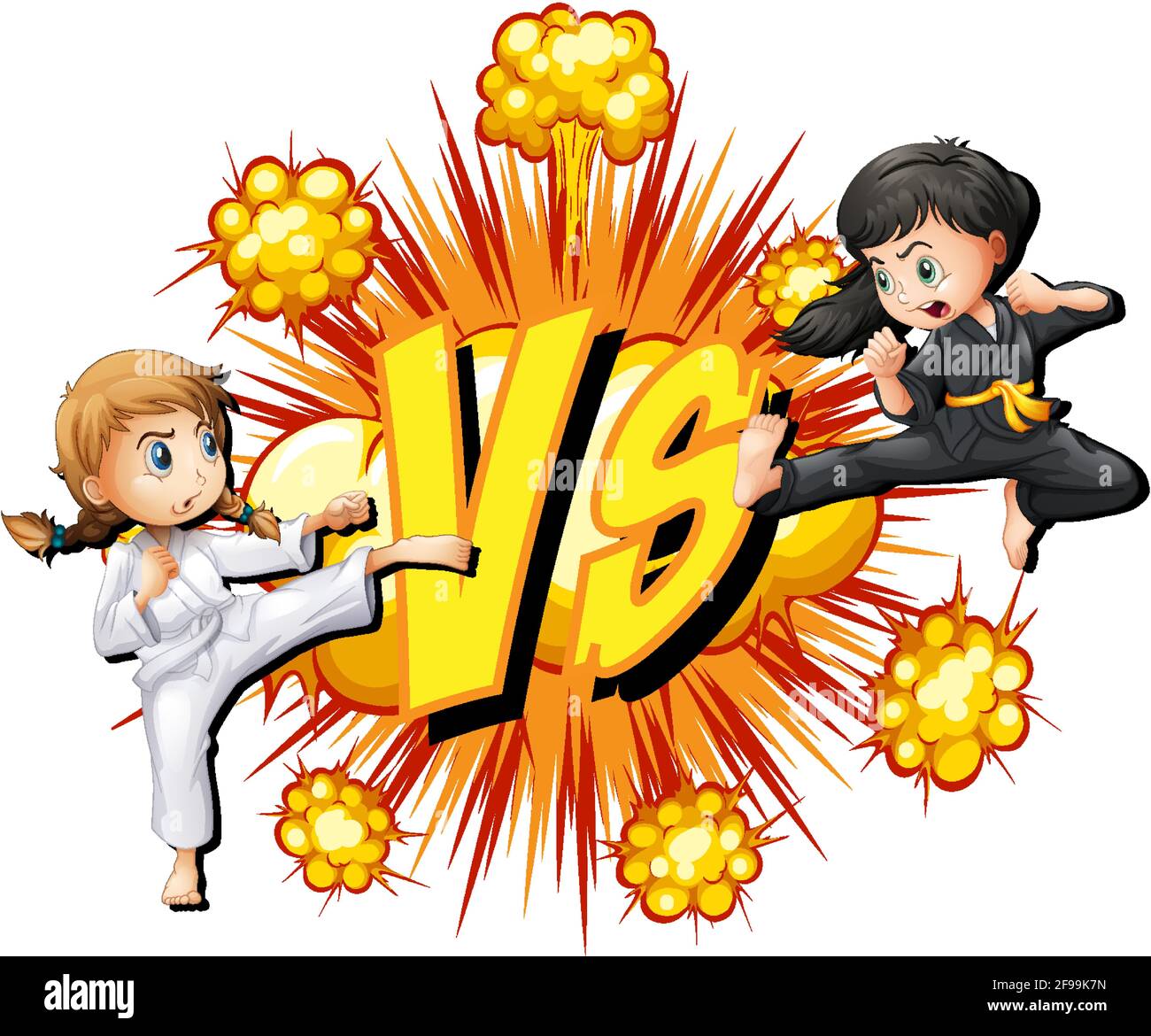 Two girls fighting on a white background illustration Stock Vector ...