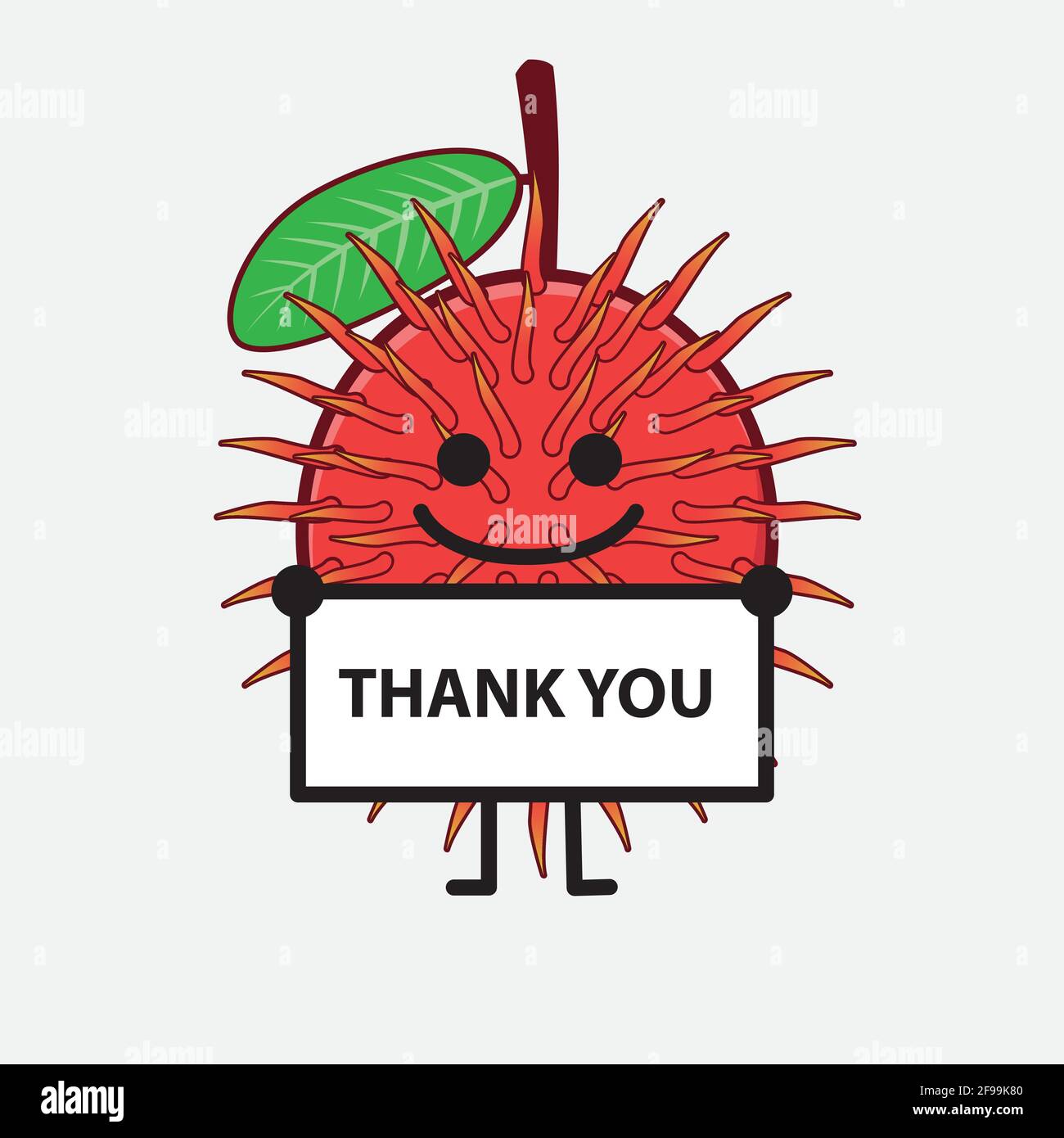 Vector Illustration of Rambutan Fruit Character with cute face, simple ...