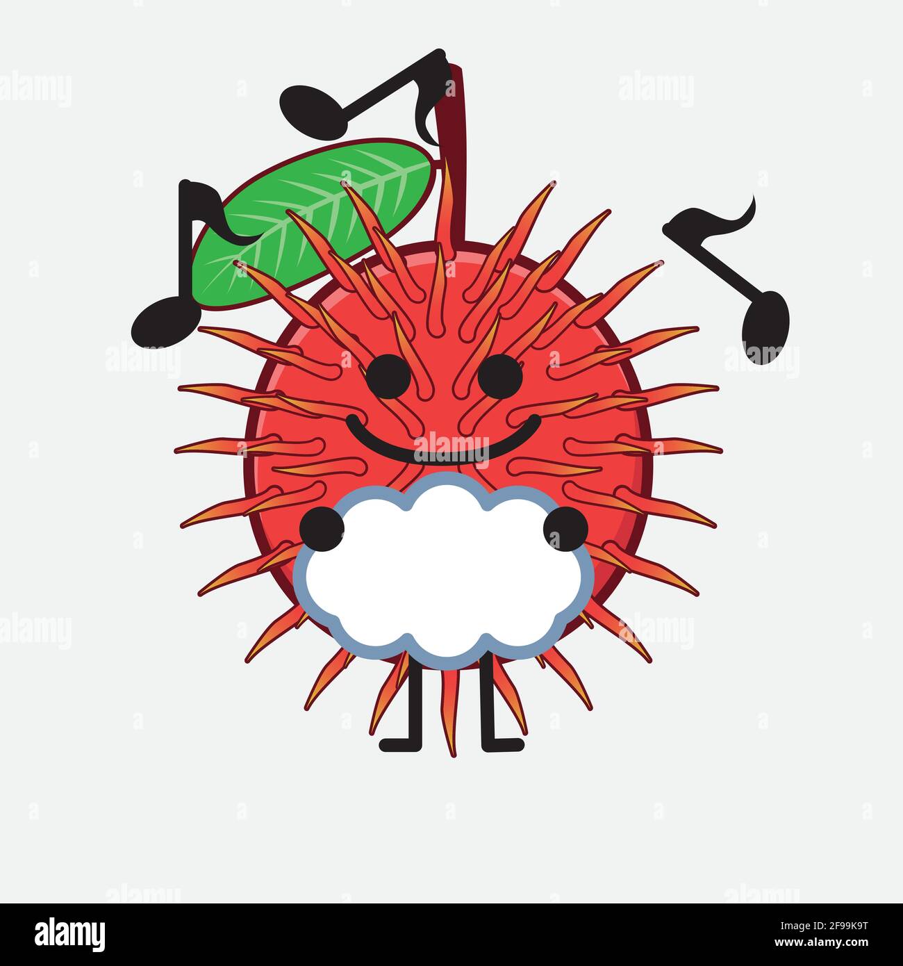 Vector Illustration of Rambutan Fruit Character with cute face, simple ...