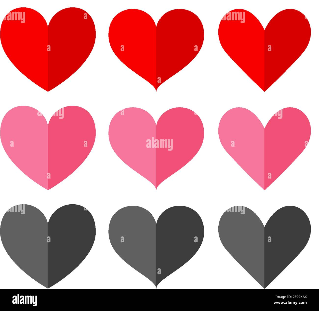 Set of different shapes and colour of heart illustration Stock Vector ...