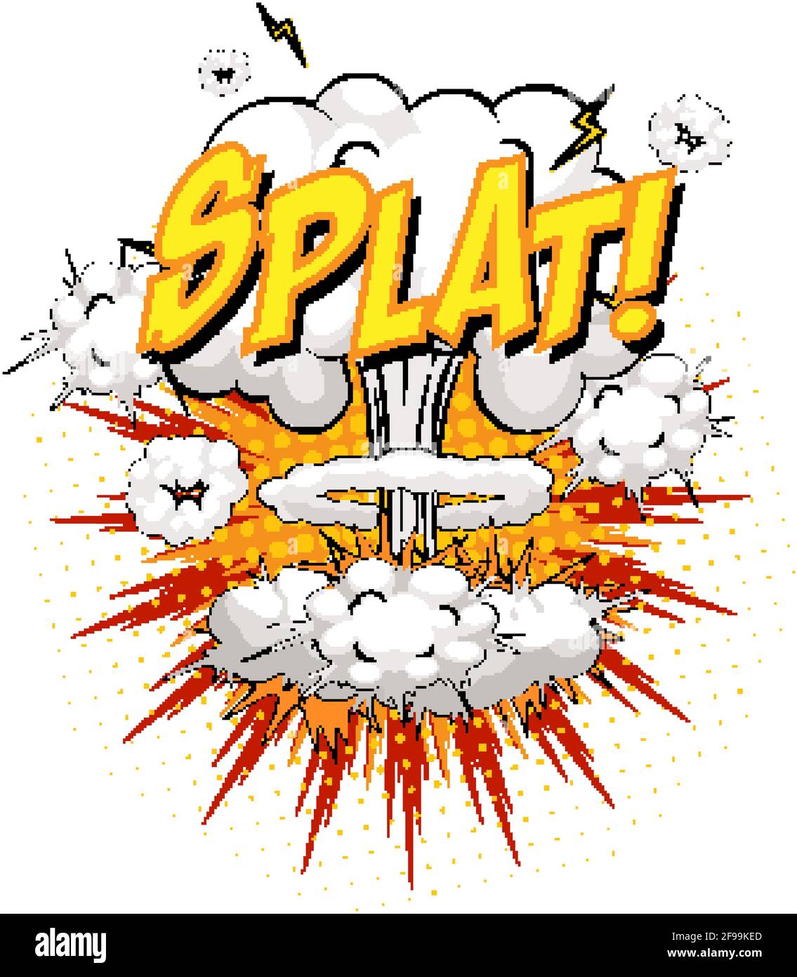 SPLAT text on comic cloud explosion isolated on white background ...