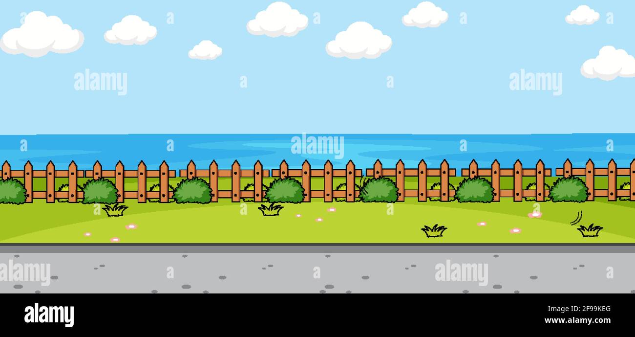 Empty park landscape scene with river illustration Stock Vector Image ...