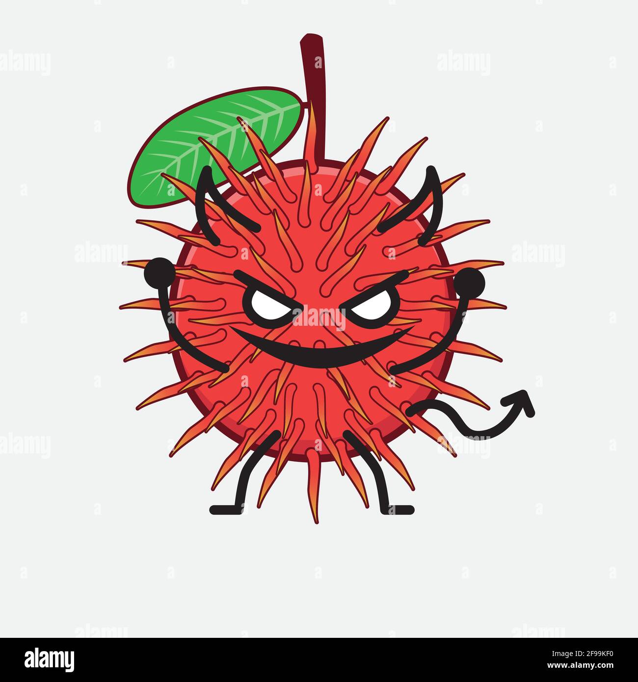 Vector Illustration of Rambutan Fruit Character with cute face, simple ...