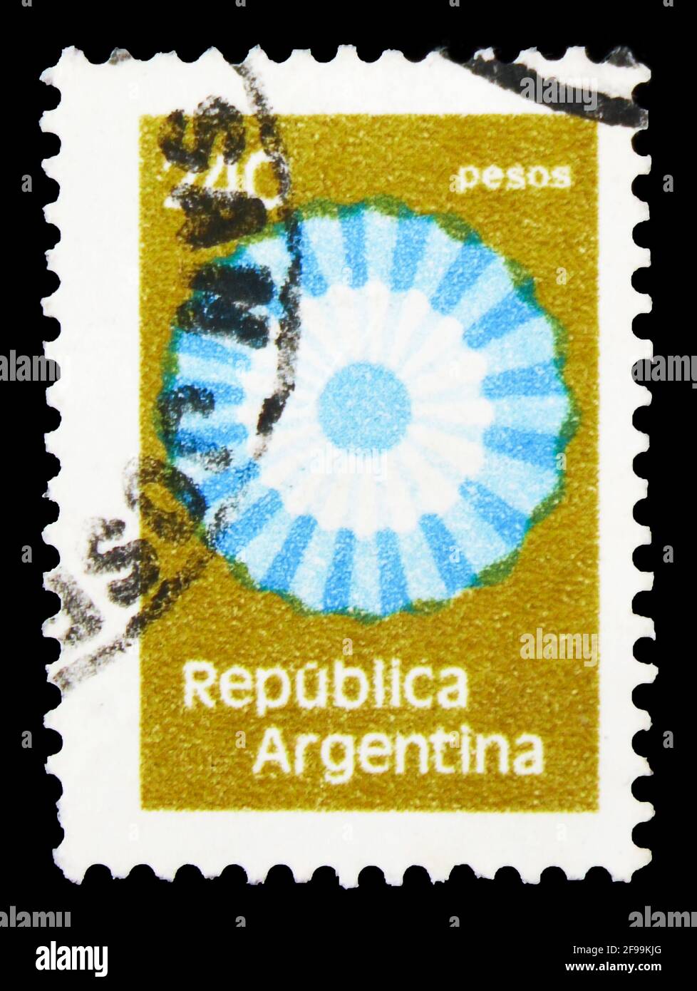 MOSCOW, RUSSIA - OCTOBER 1, 2019: Postage stamp printed in Argentina ...