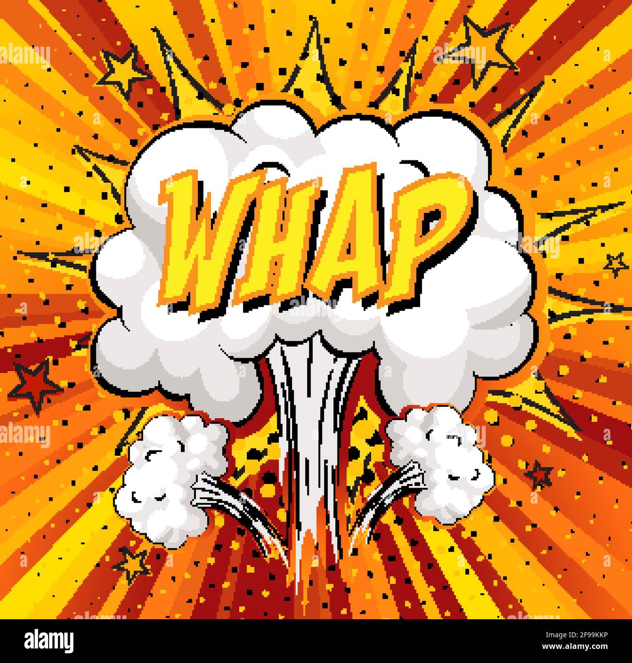 WHAP text on comic cloud explosion on rays background illustration ...