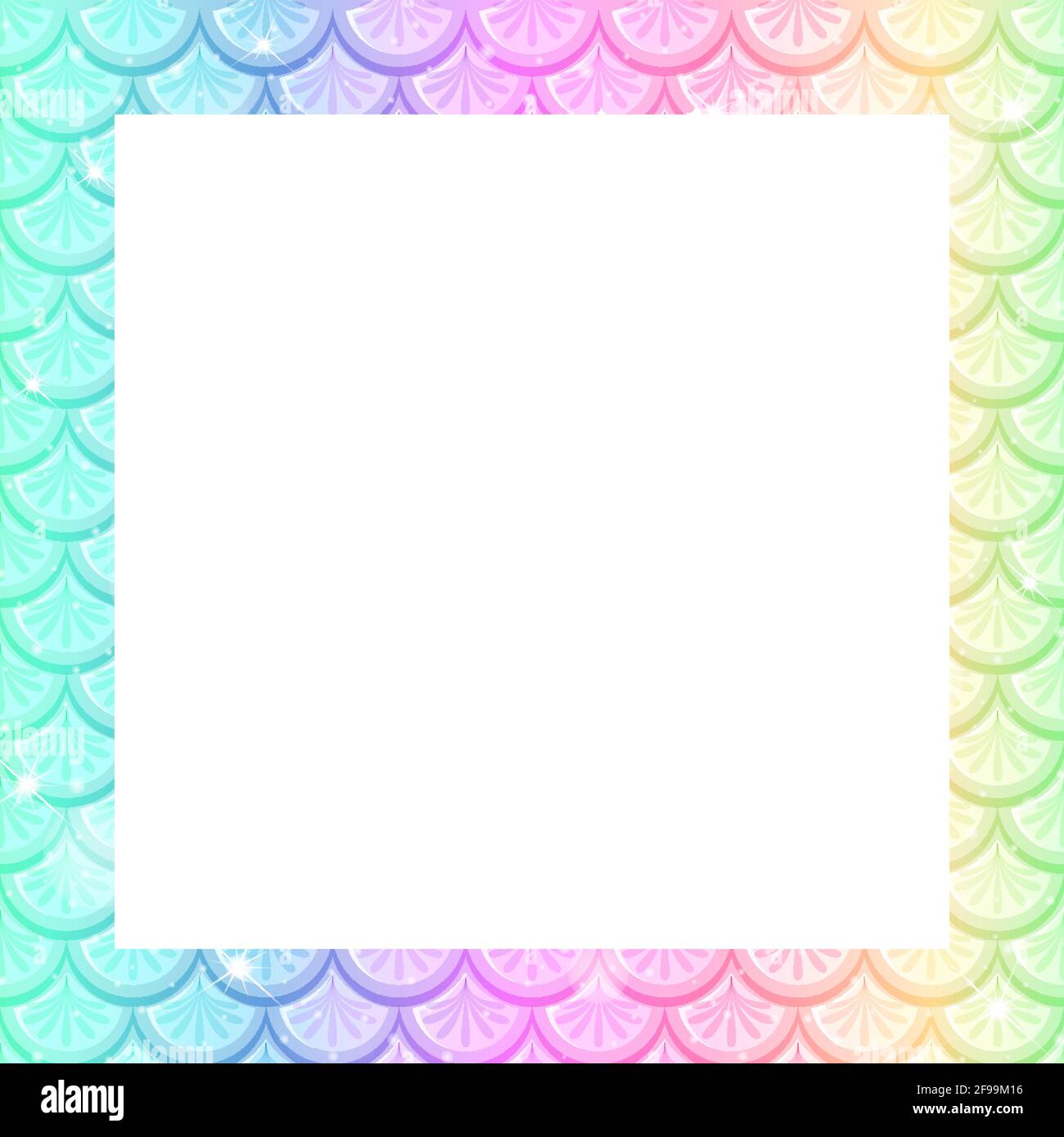 Blank pastel rainbow fish scales frame template illustration Stock ...