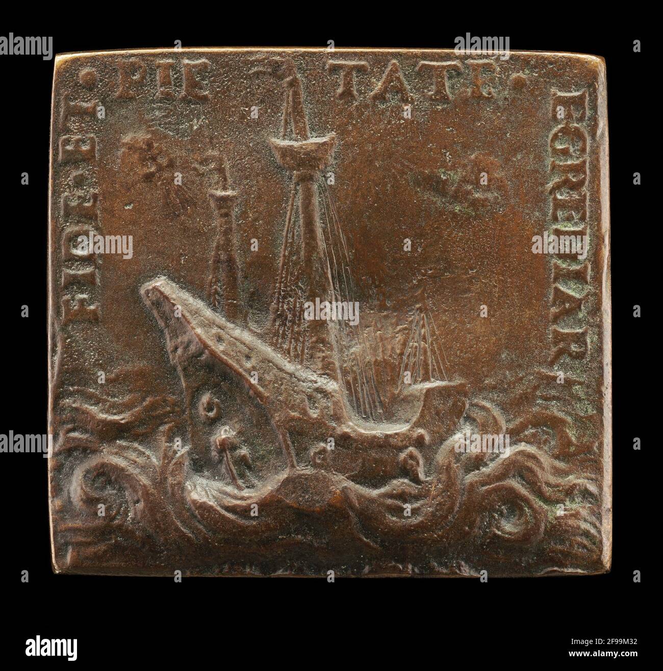 Three-Masted Ship, without Sails, in a Stormy Sea [reverse], 16th ...