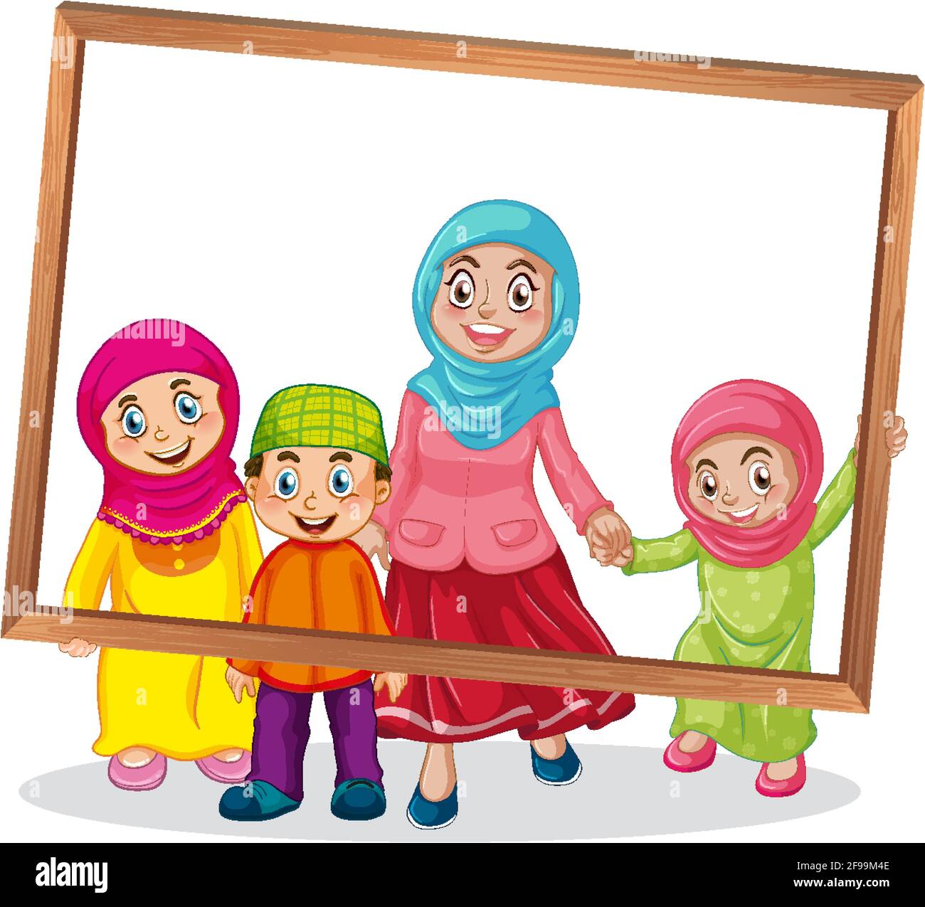 Happy family member holding photo frame illustration Stock Vector Image ...