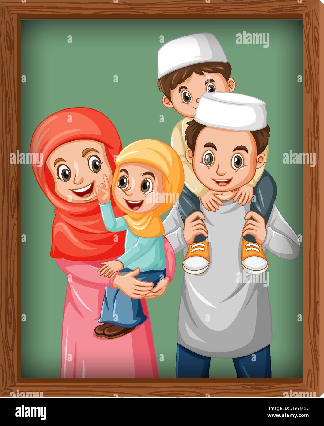 Happy family picture on photo frame illustration Stock Vector Image ...