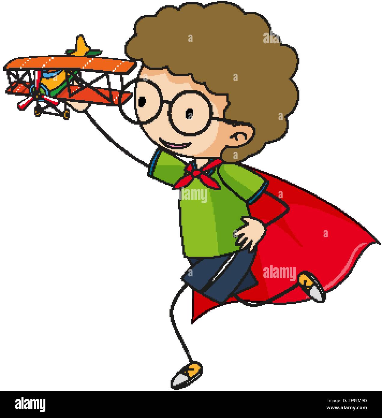 Super hero boy cartoon character in hand drawn doodle style isolated ...