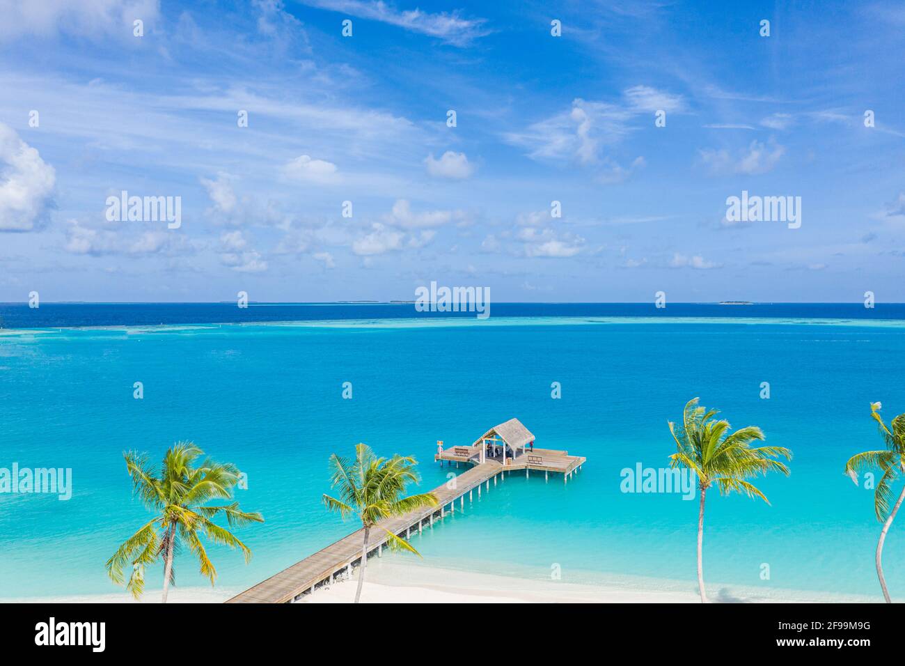 Luxury bay and beach from aerial top view, amazing beachfront, swimming ...