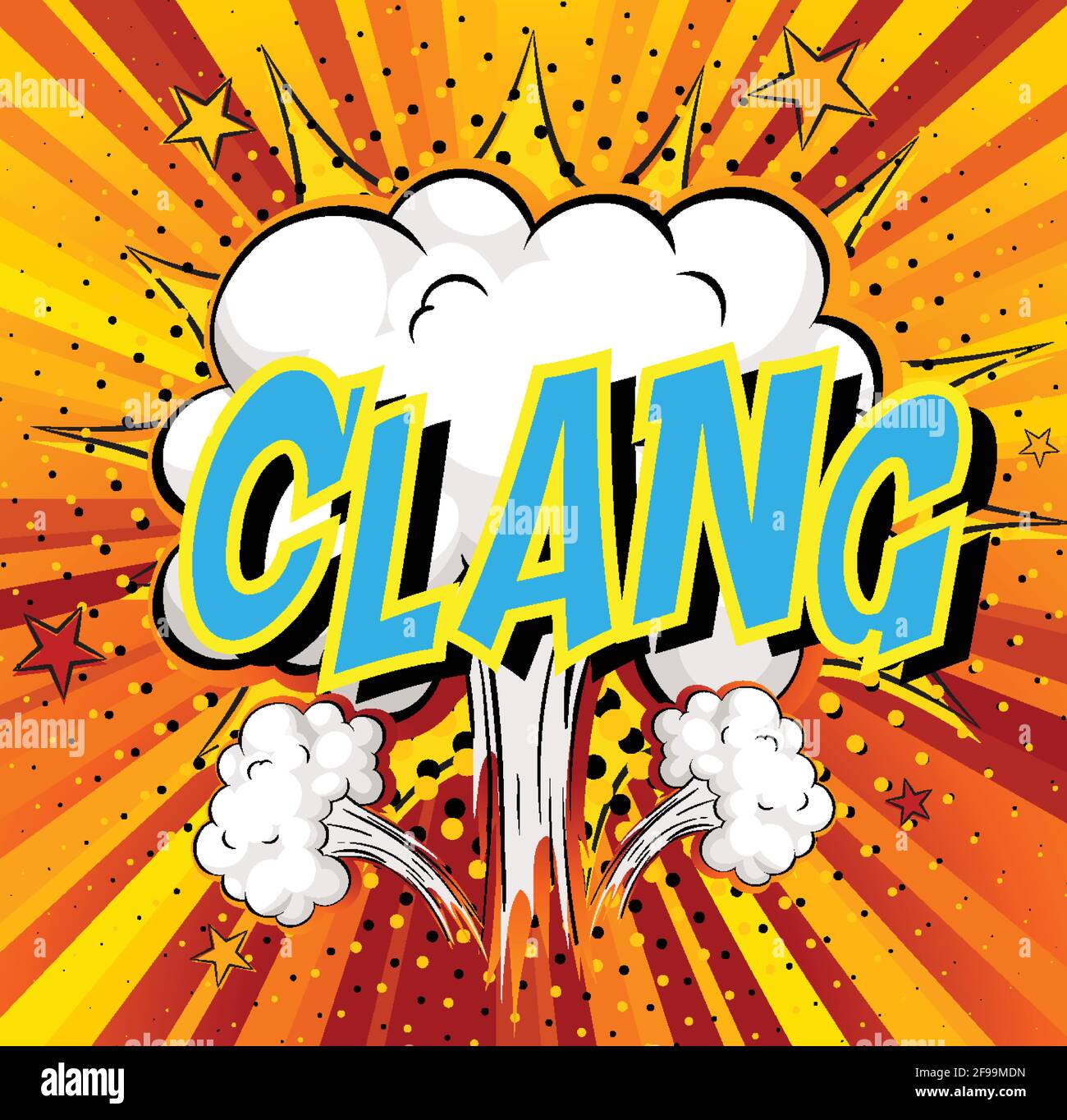 Word Clang on comic cloud explosion background illustration Stock ...