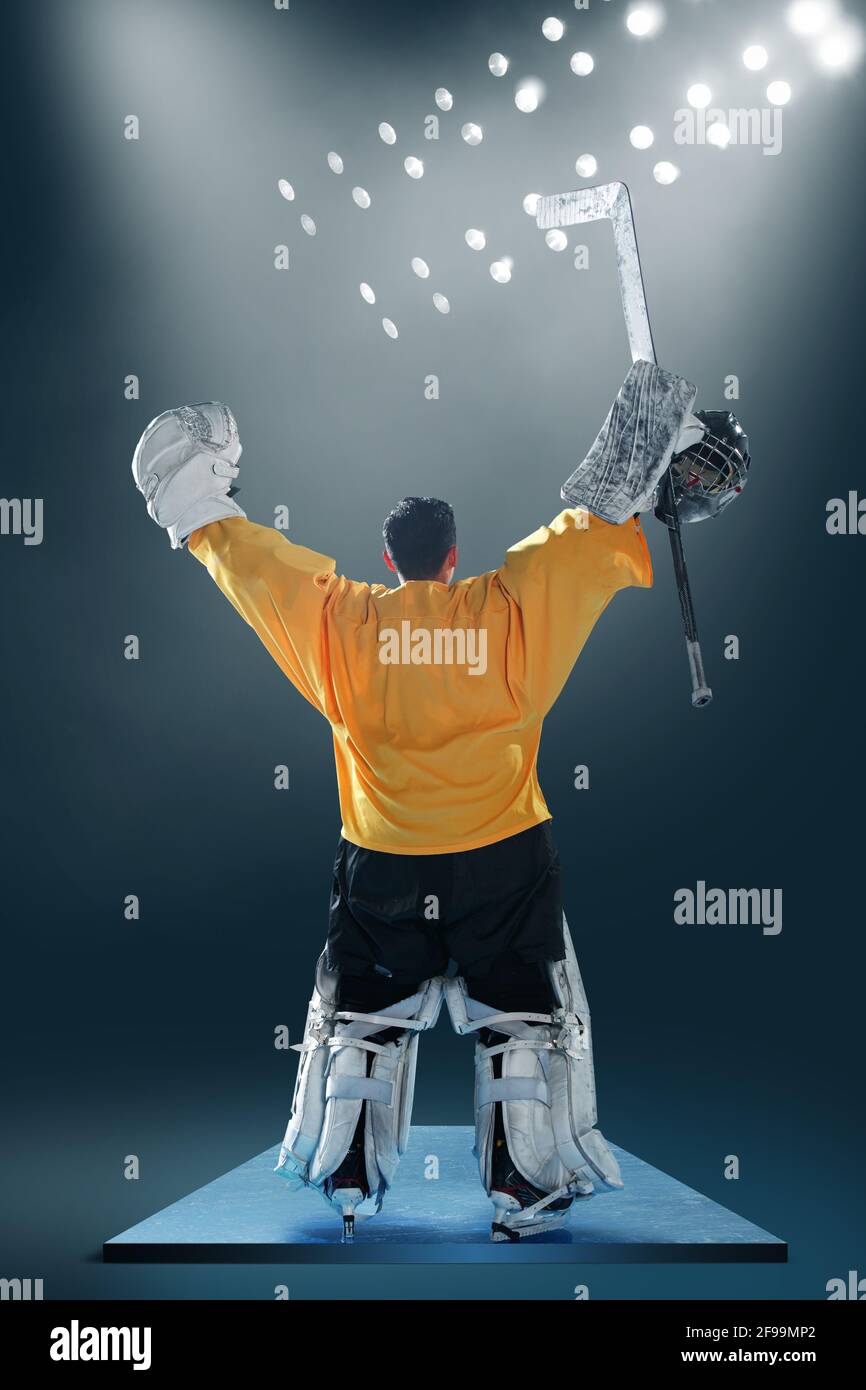 Back view hockey player hi-res stock photography and images - Alamy
