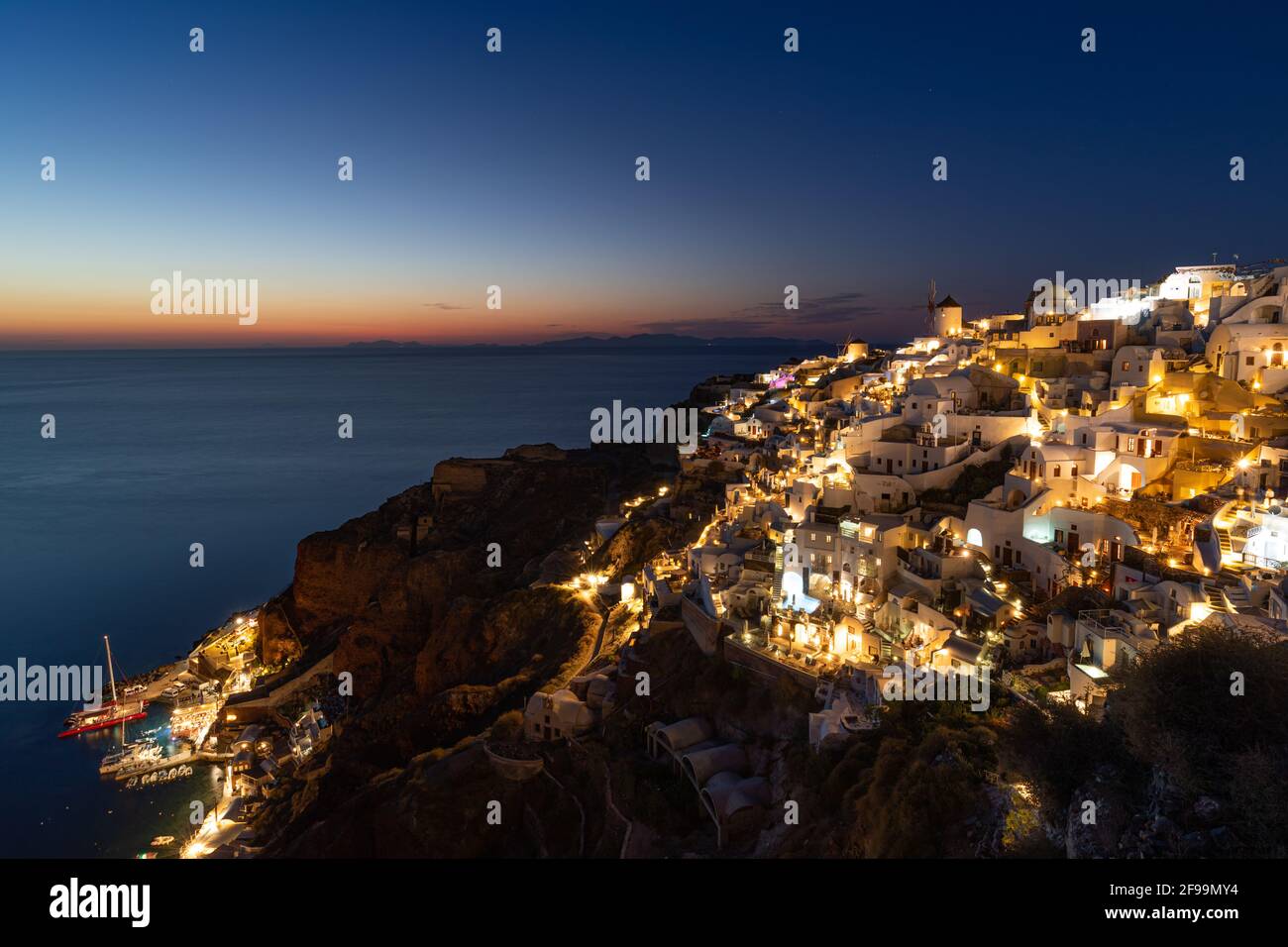 Stunning night view of fabulous caldera view, picturesque village of ...