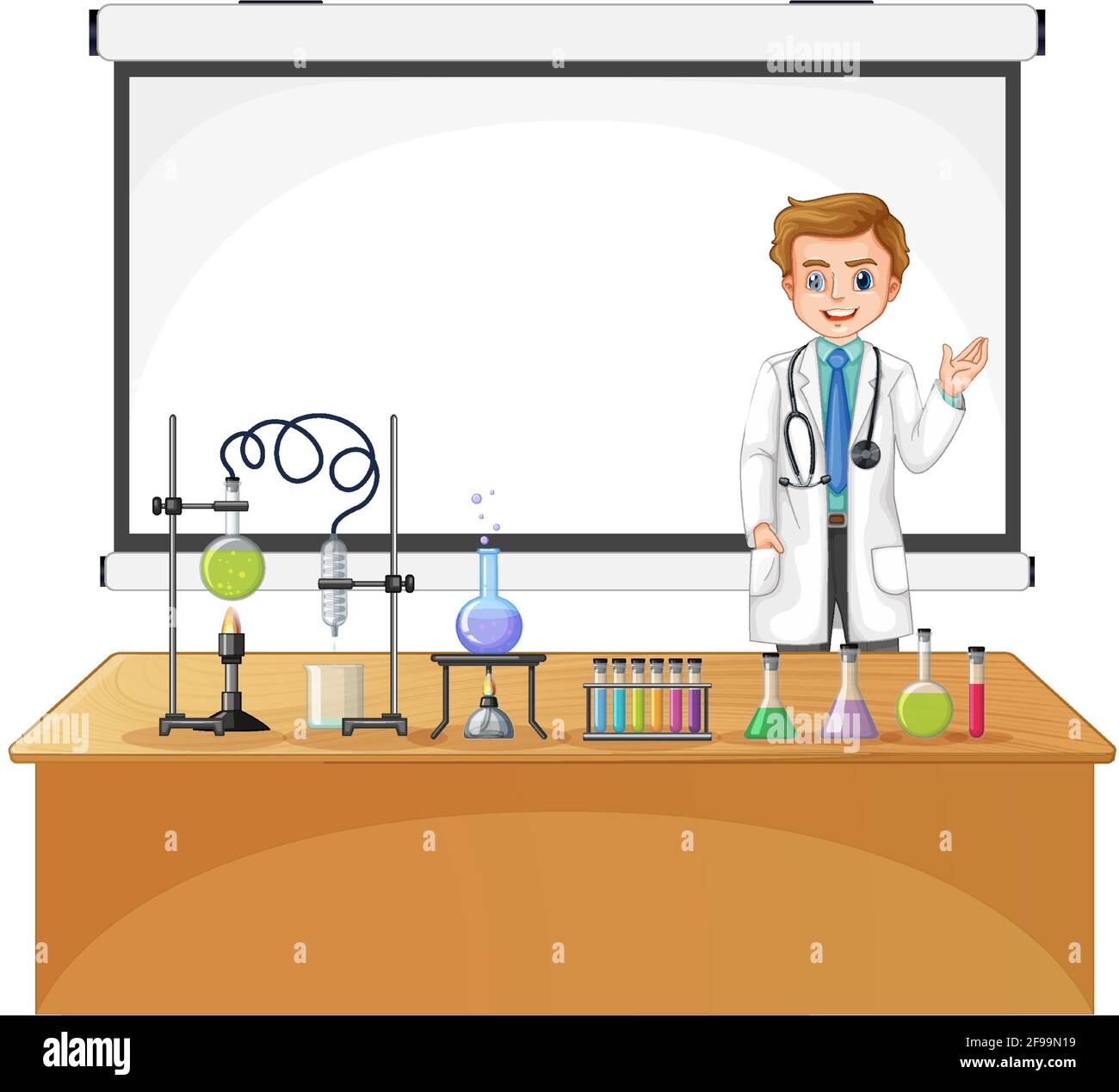 Researcher experiment in the laboratory illustration Stock Vector Image ...
