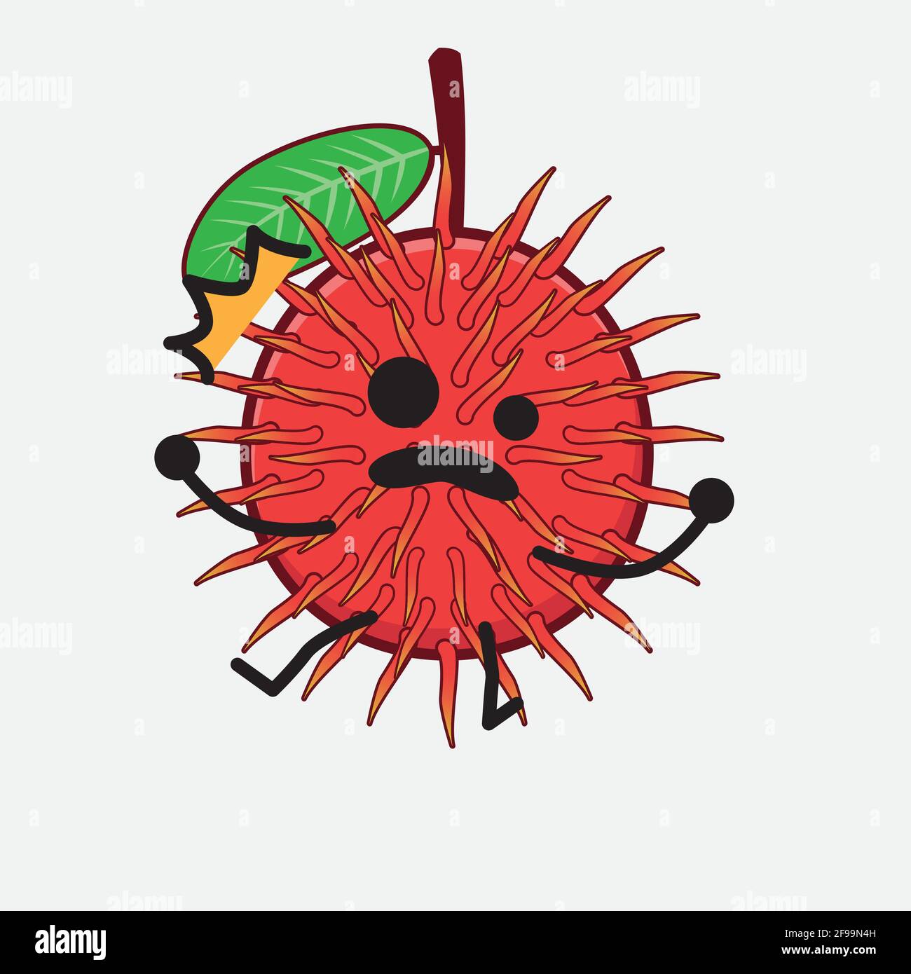 Vector Illustration of Rambutan Fruit Character with cute face, simple ...