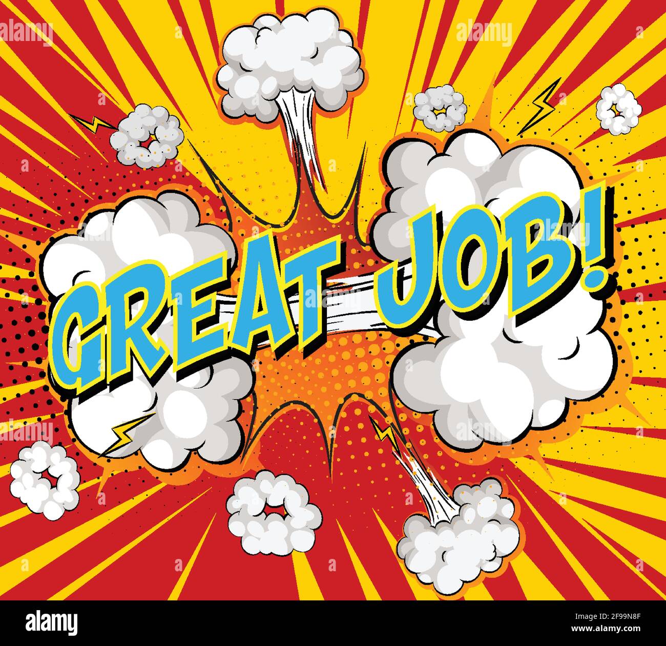 Word great job on comic cloud explosion background illustration Stock ...