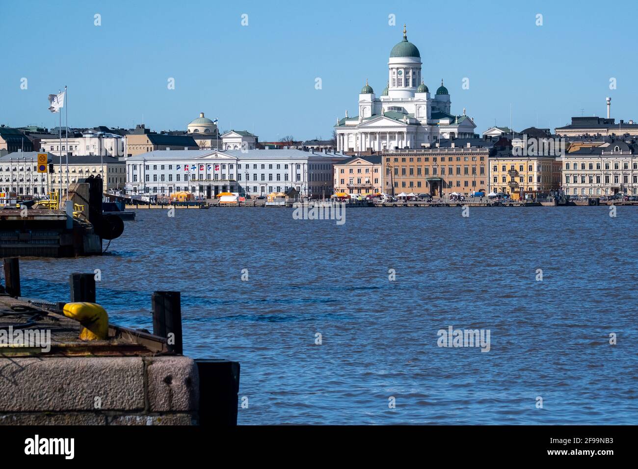 Helsinki / Finland - APRIL 16, 2021: Skyline of downtown Helsinki with ...