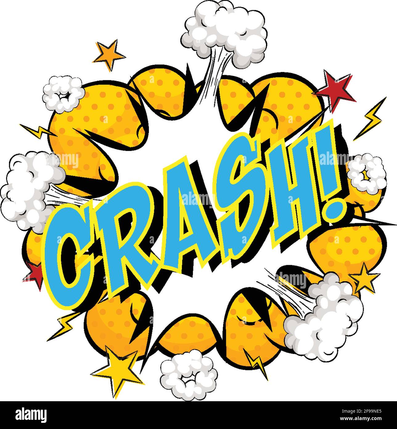 Word Crash on comic cloud explosion background illustration Stock ...