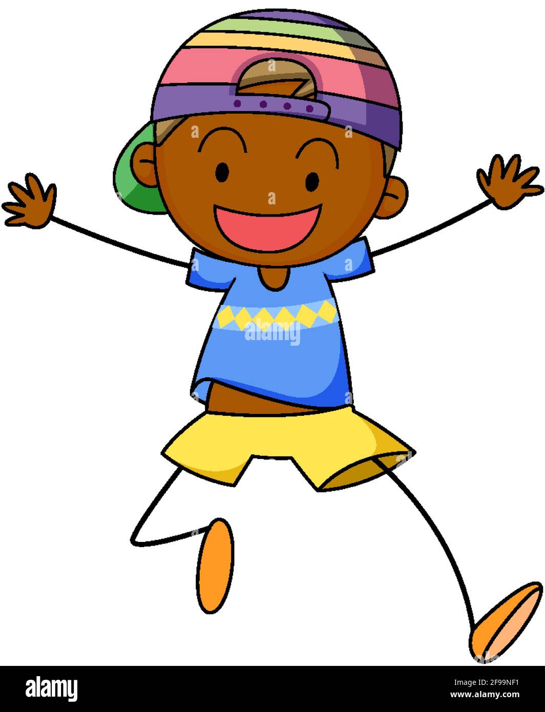 Happy boy doodle cartoon character isolated illustration Stock Vector ...