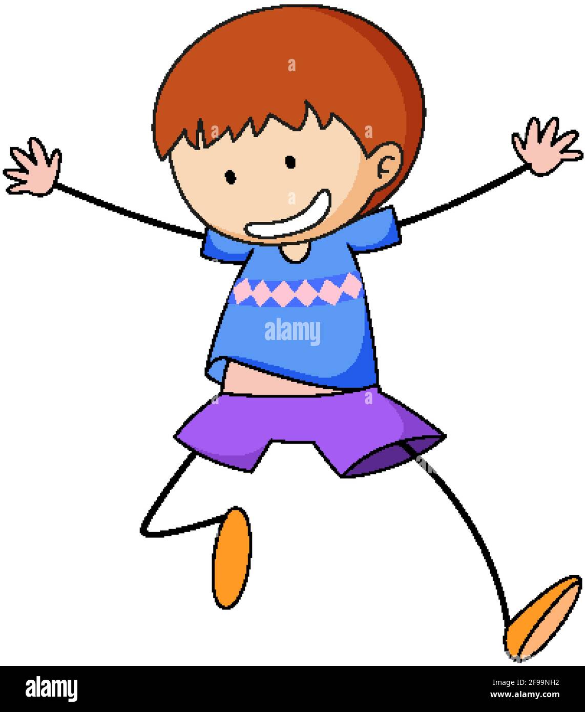 A happy boy doodle cartoon character isolated illustration Stock Vector ...