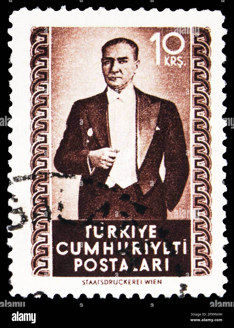 MOSCOW, RUSSIA - NOVEMBER 4, 2019: Postage stamp printed in Turkey ...