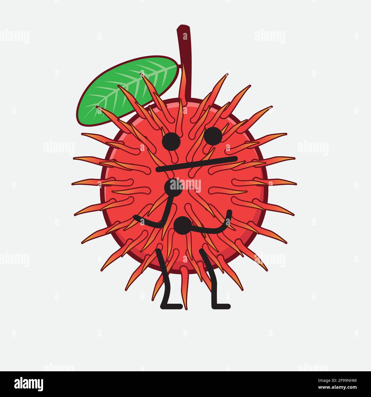 Vector Illustration of Rambutan Fruit Character with cute face, simple ...