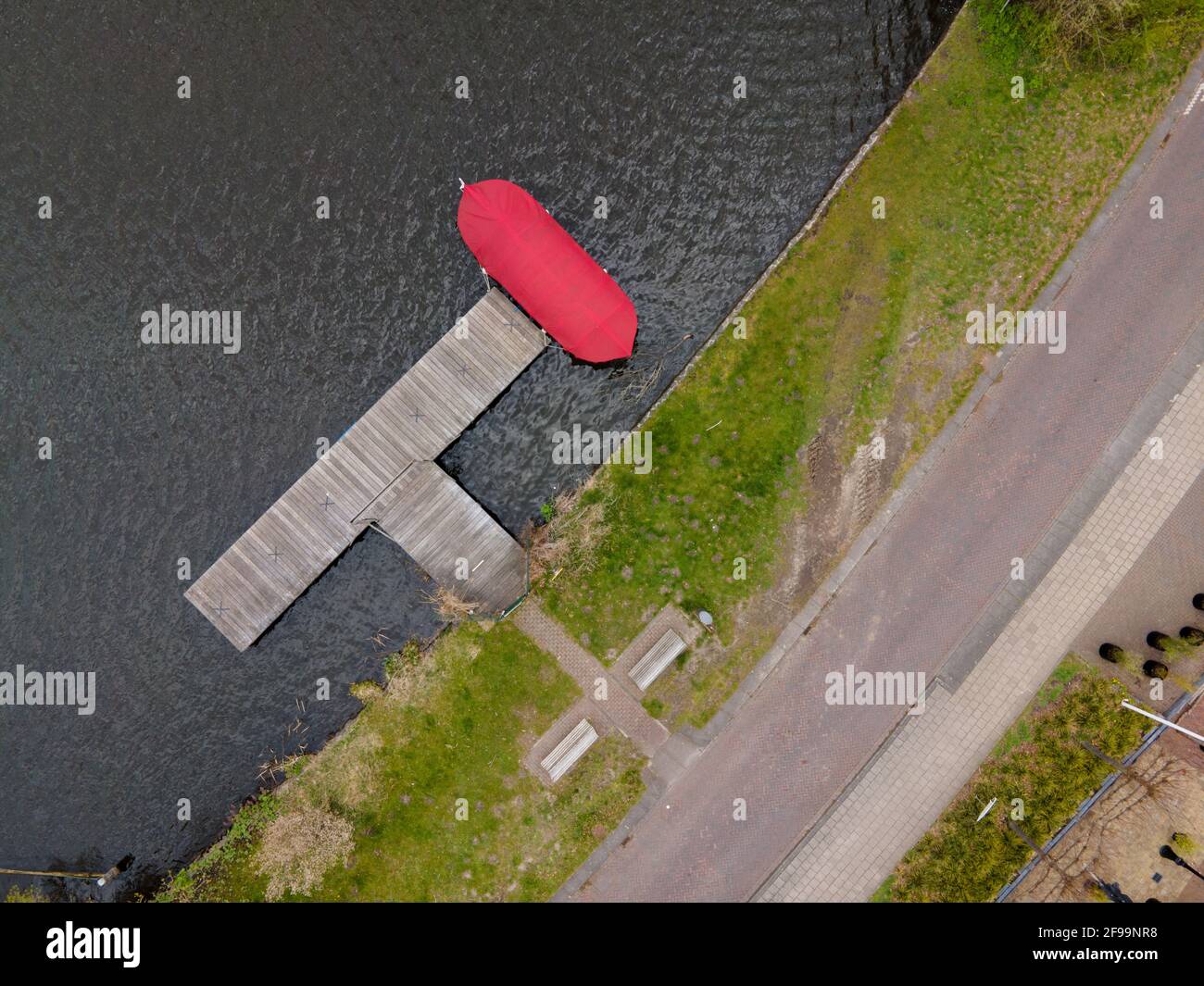 Aerial view of a boat dock in Amstel river,Amsterdam,Netherlands Stock ...