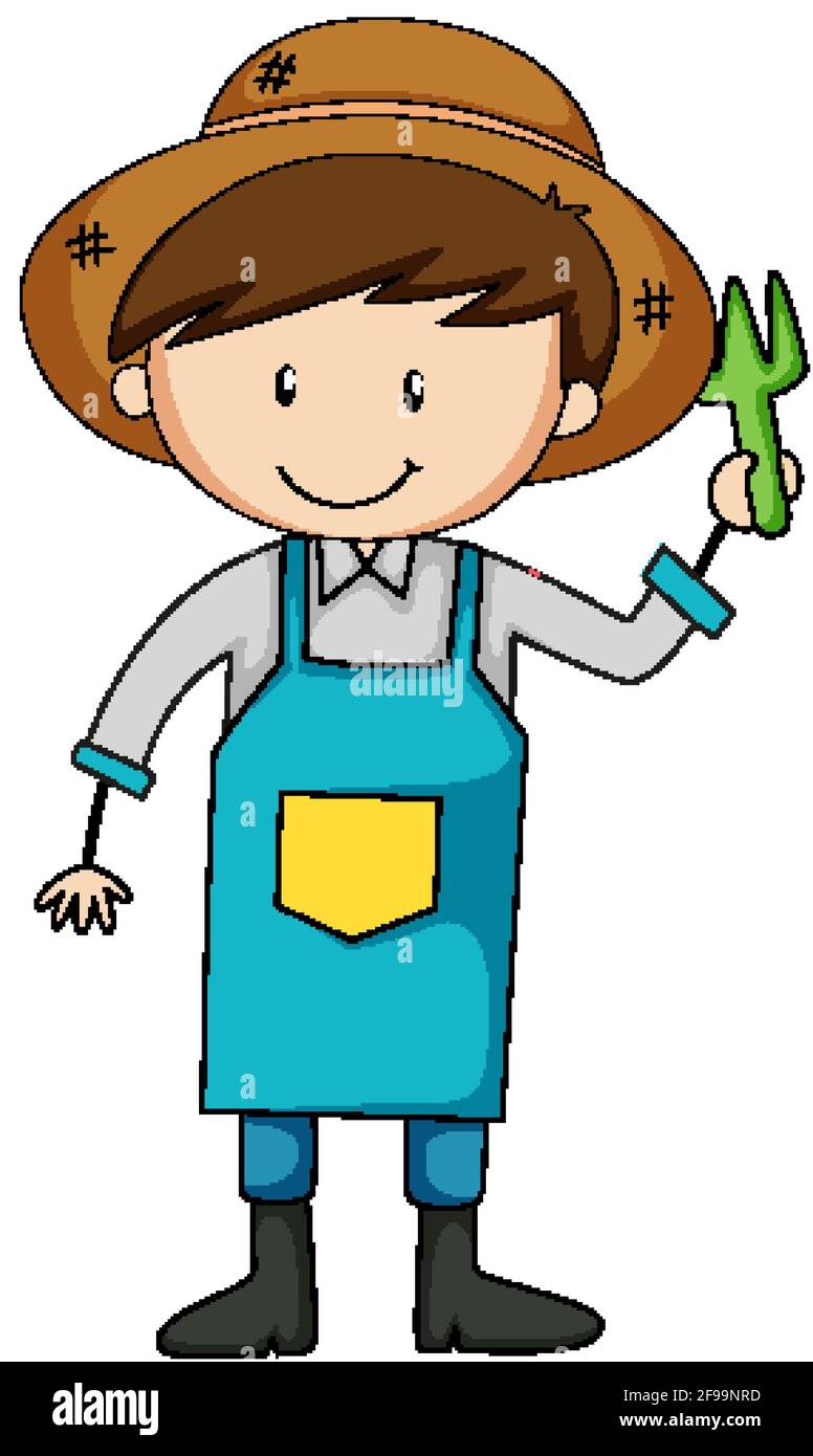 Little gardener doodle cartoon character illustration Stock Vector ...