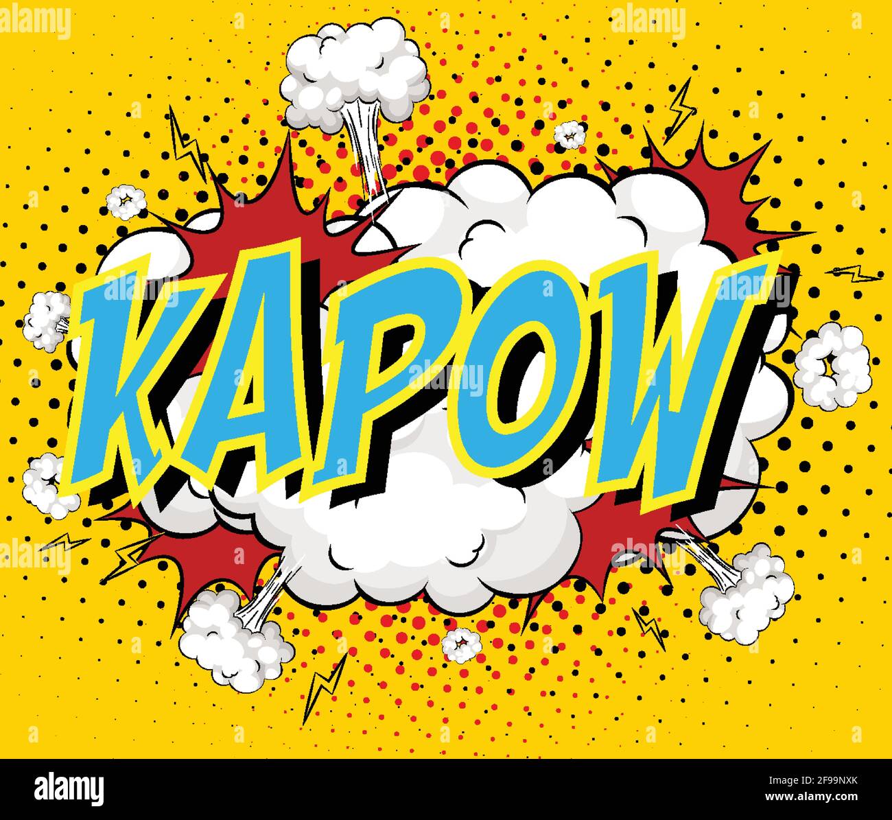 Word Kapow on comic cloud explosion background illustration Stock ...
