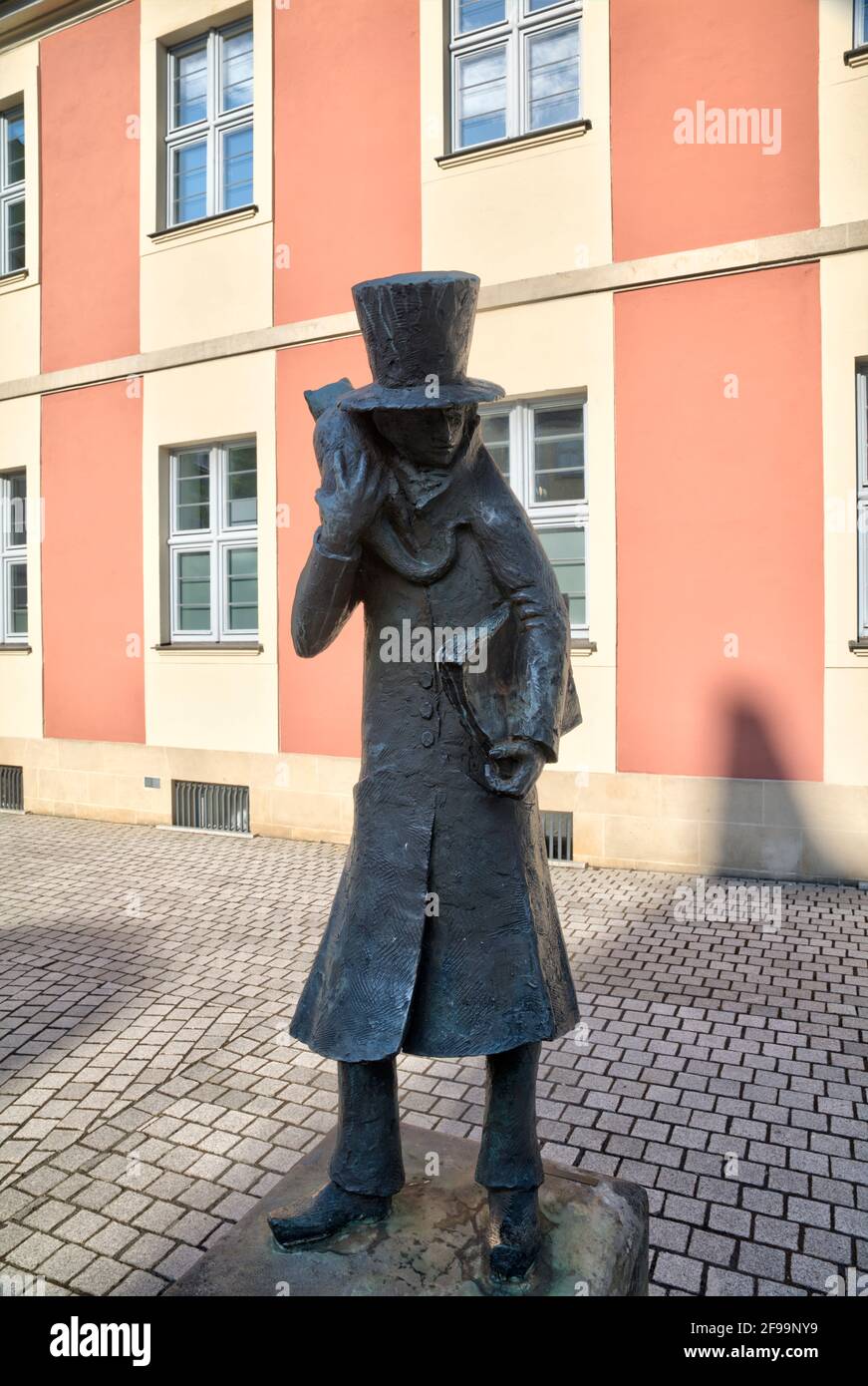 Statue, ETA Hoffmann, Theaterplatz, house facade, facade, architecture ...