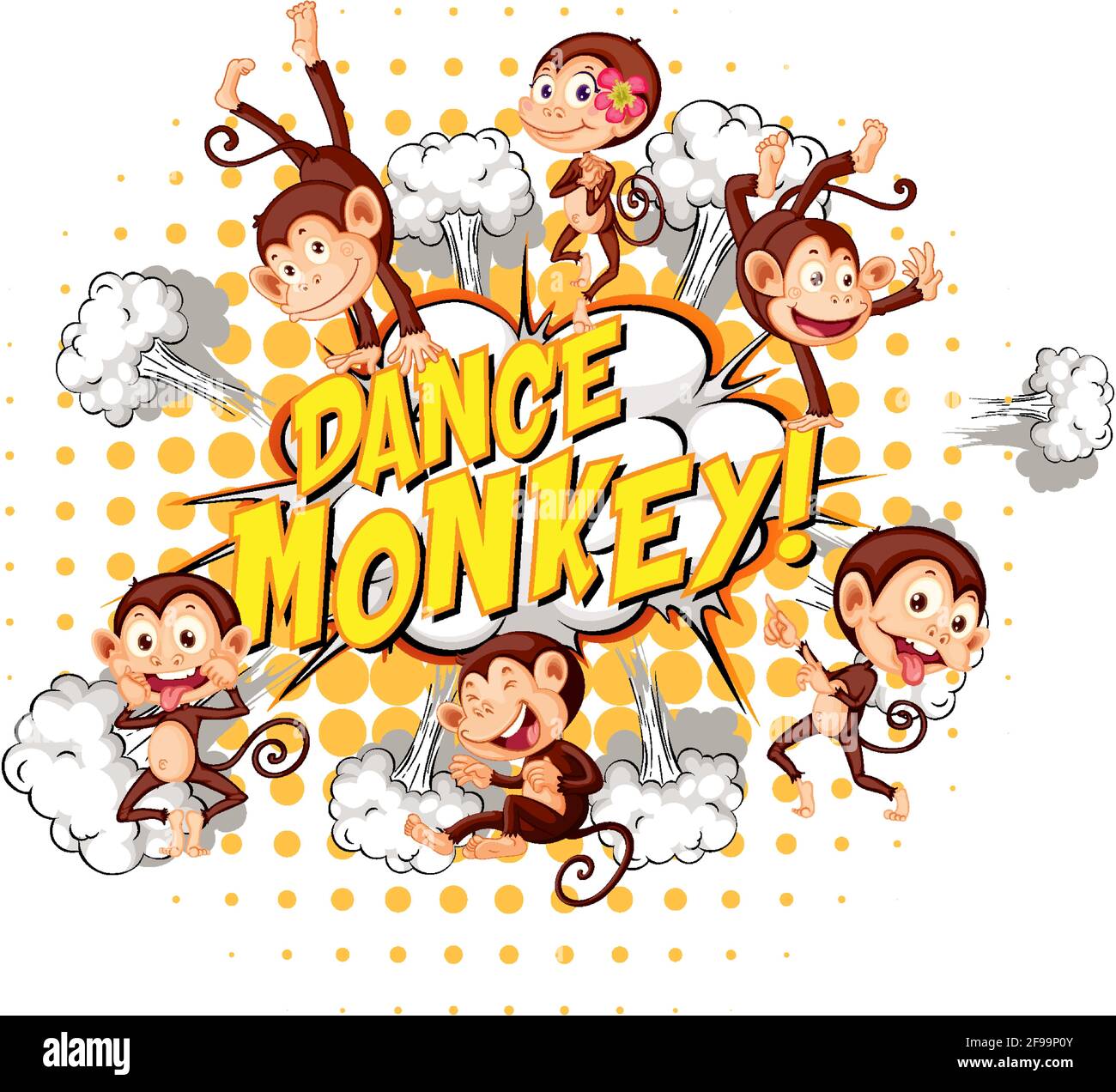 Dance Monkey in speech bubble with many monkeys illustration Stock ...