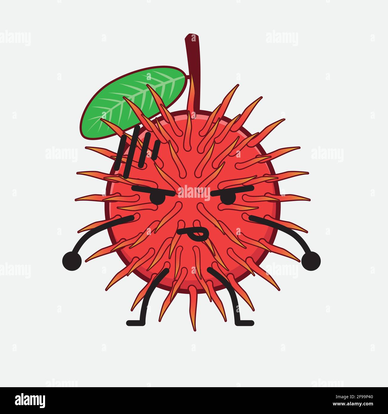 Vector Illustration of Rambutan Fruit Character with cute face, simple ...