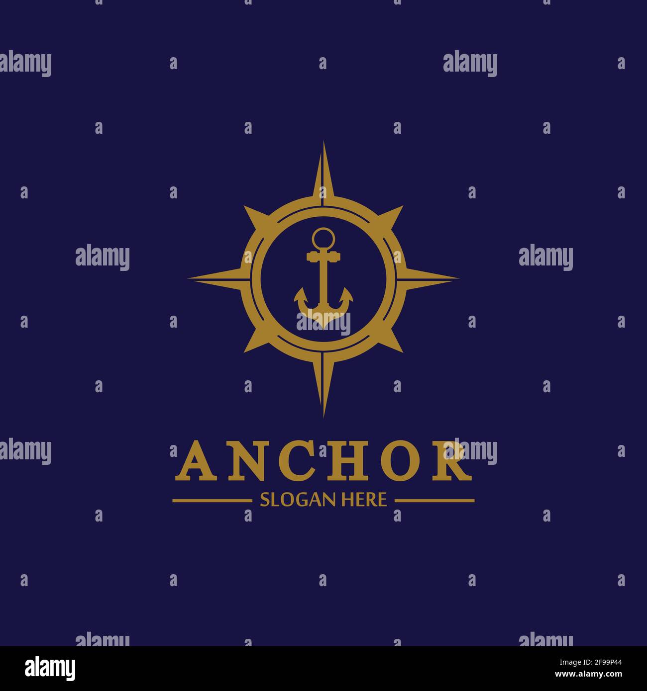 Anchor compass concept icon Logo vector illustration design,Nautical ...