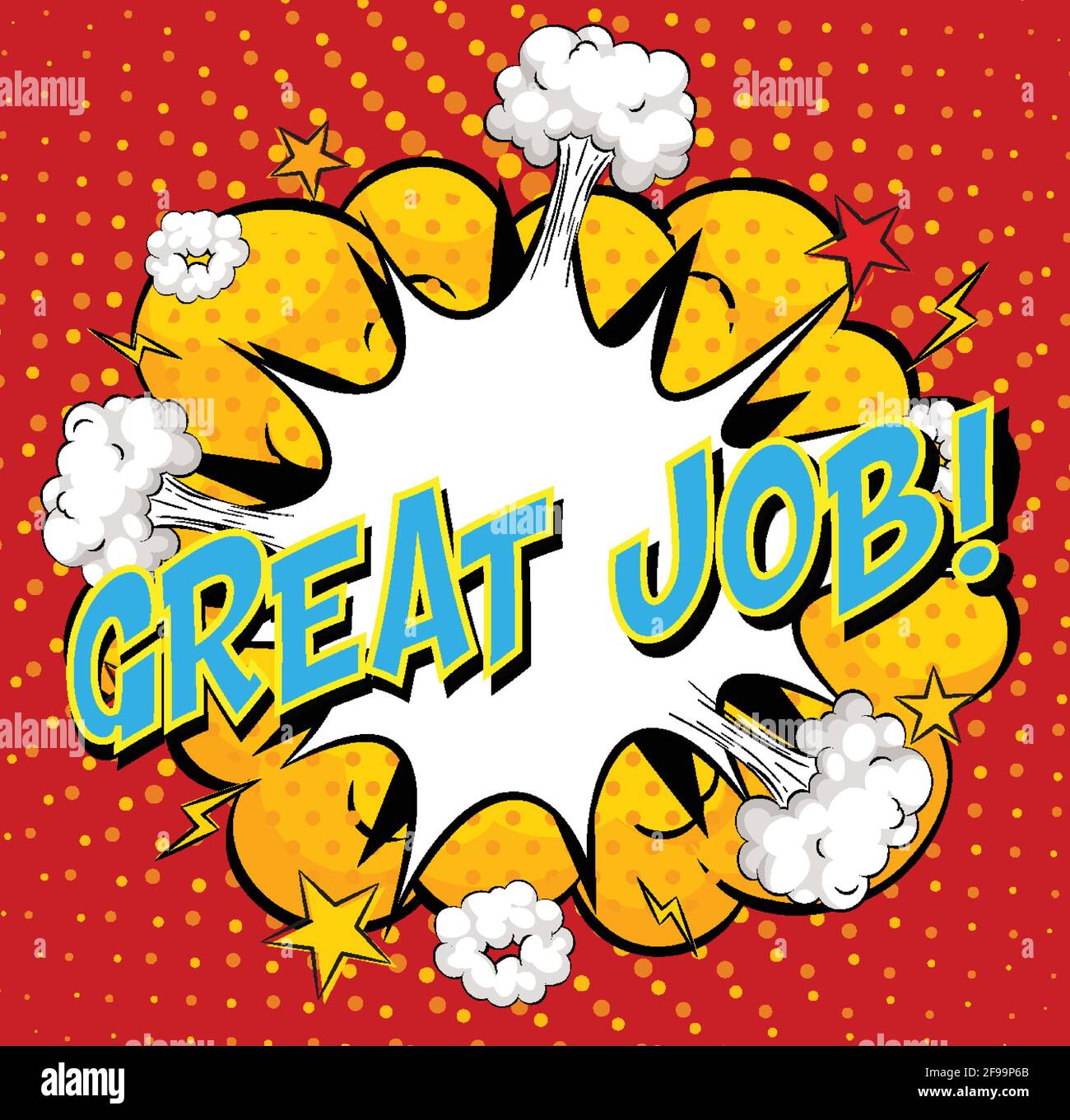 Word great job on comic cloud explosion background illustration Stock ...