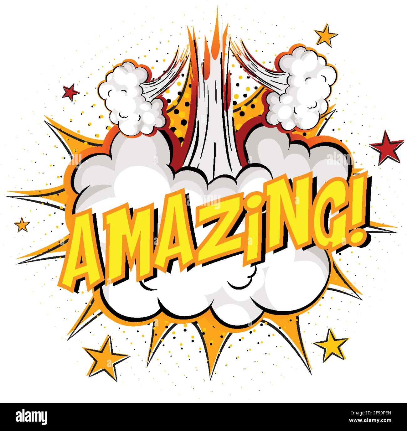 Word Amazing on comic cloud explosion background illustration Stock ...