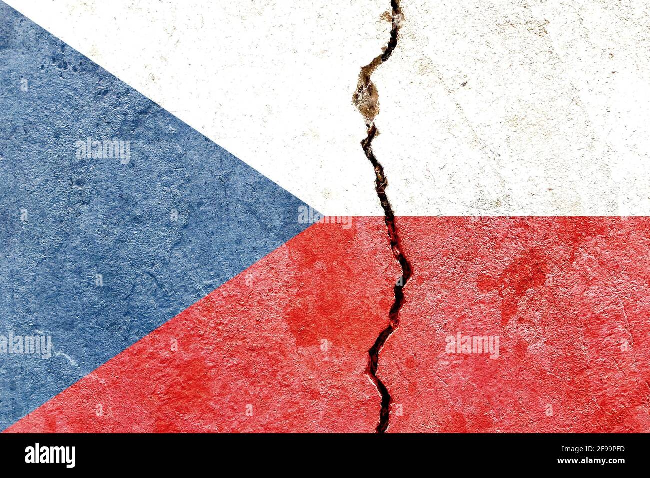 Czech Republic flag overlaid on cracked concrete wall - national crisis ...