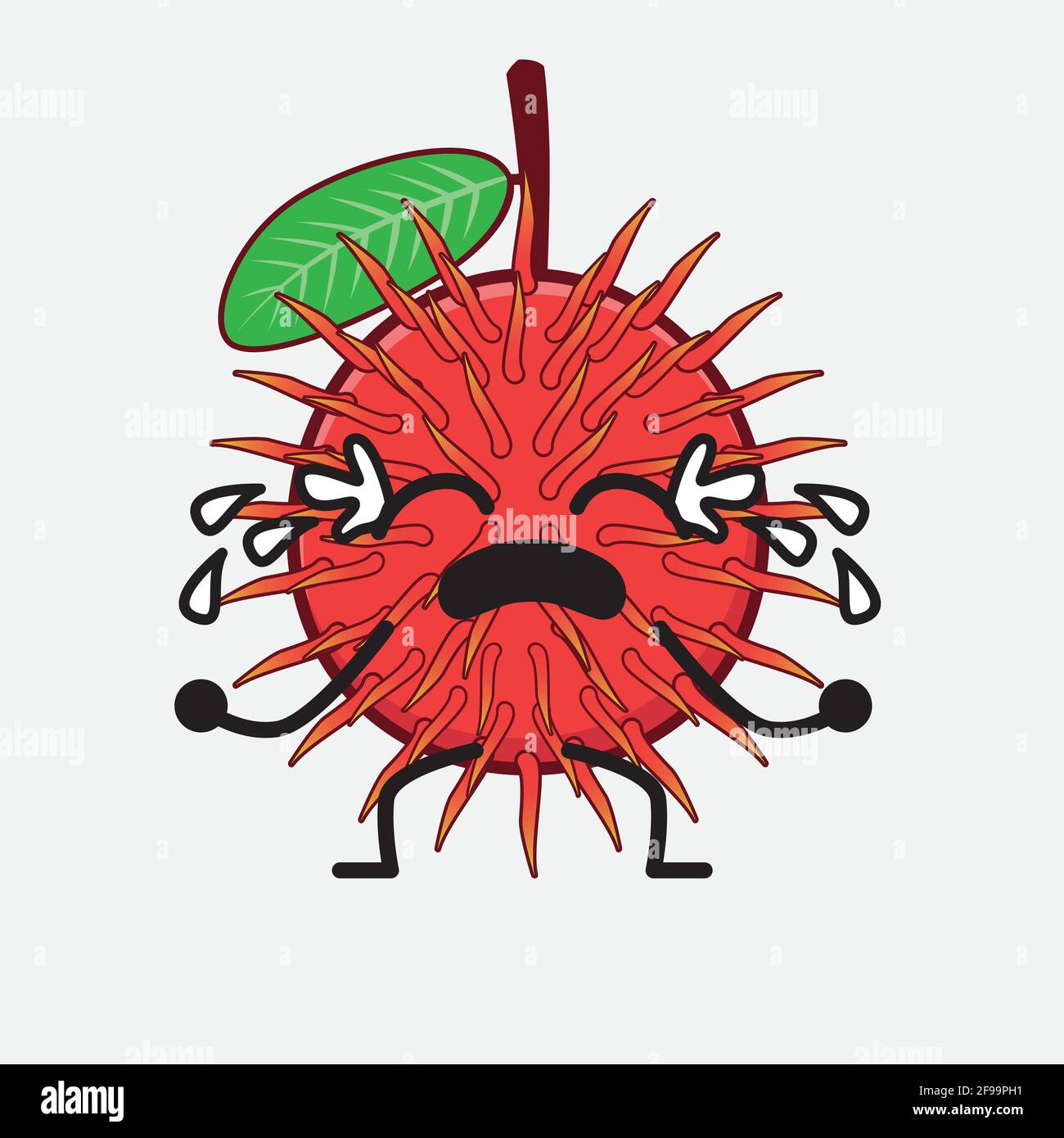 Vector Illustration of Rambutan Fruit Character with cute face, simple ...