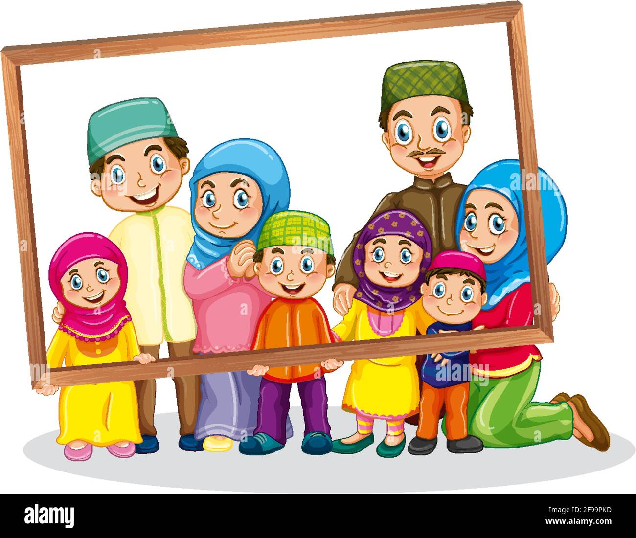 Happy family member holding photo frame illustration Stock Vector Image ...