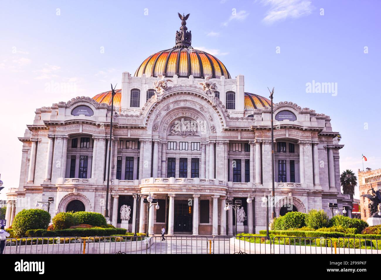 view of the Palacio de Bellas Artes or Palace of Fine Arts, a famous ...
