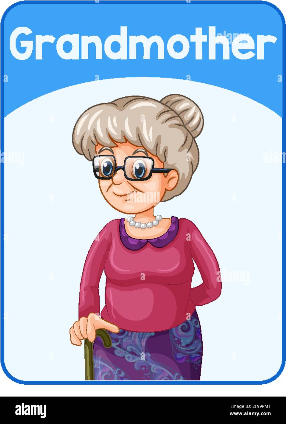 Educational English word card of grandmother illustration Stock Vector ...
