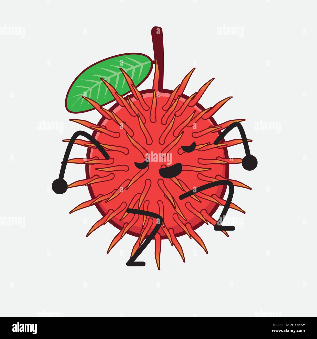 Vector Illustration of Rambutan Fruit Character with cute face, simple ...