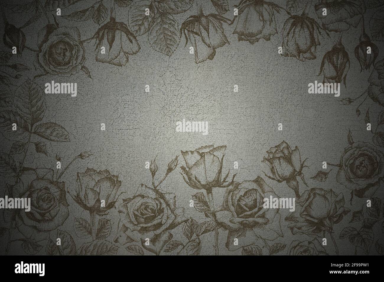 Fine Art Natural concrete Textures with Hand drawn roses Flower overlay ...