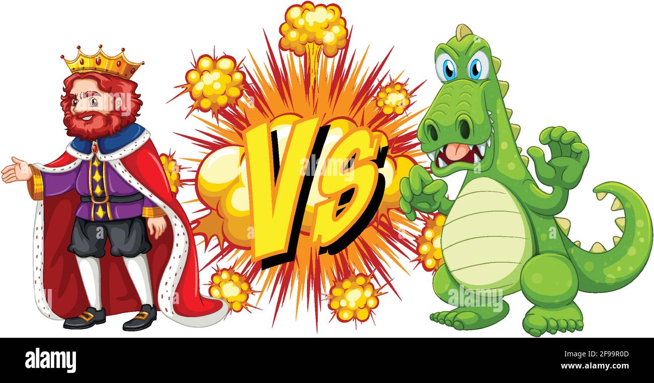 Dragon and king fighting each other on white background illustration ...