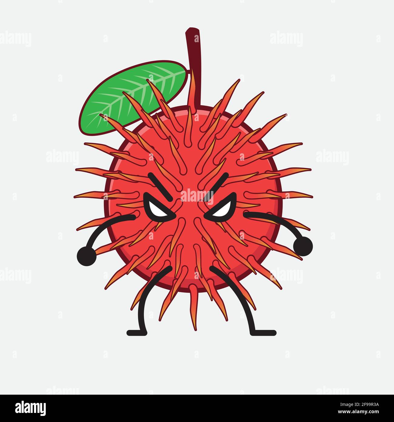 Vector Illustration of Rambutan Fruit Character with cute face, simple ...