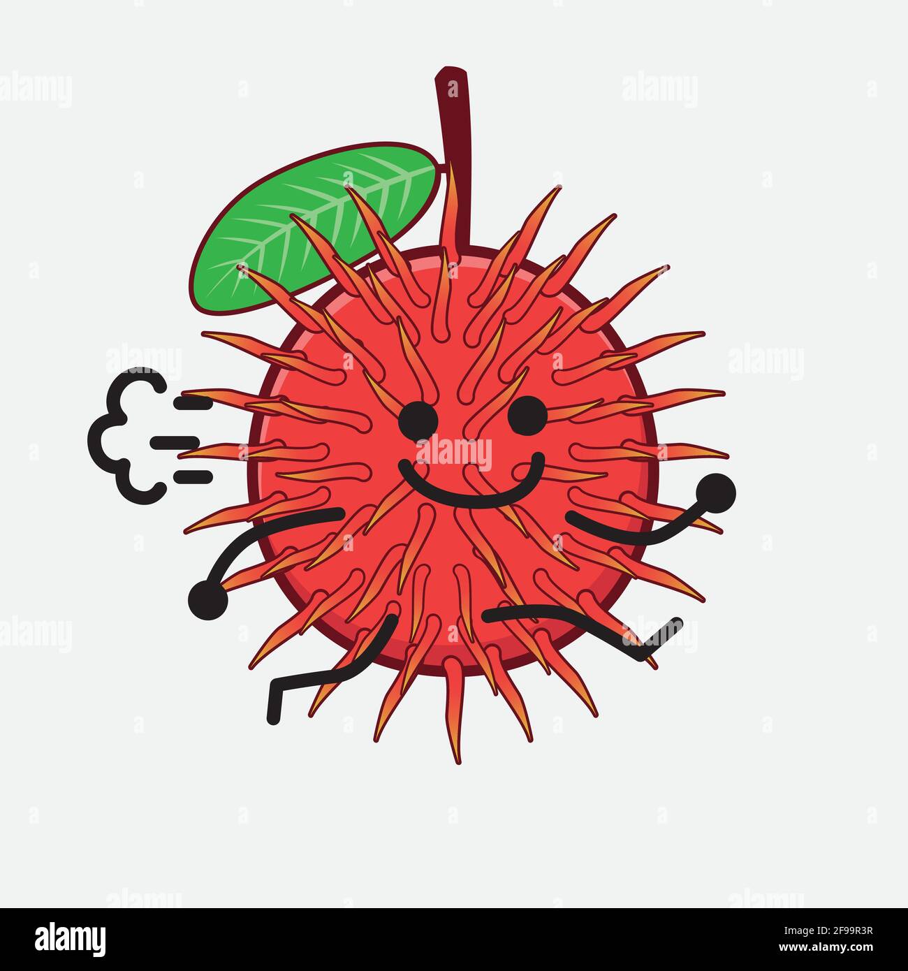 Vector Illustration of Rambutan Fruit Character with cute face, simple ...